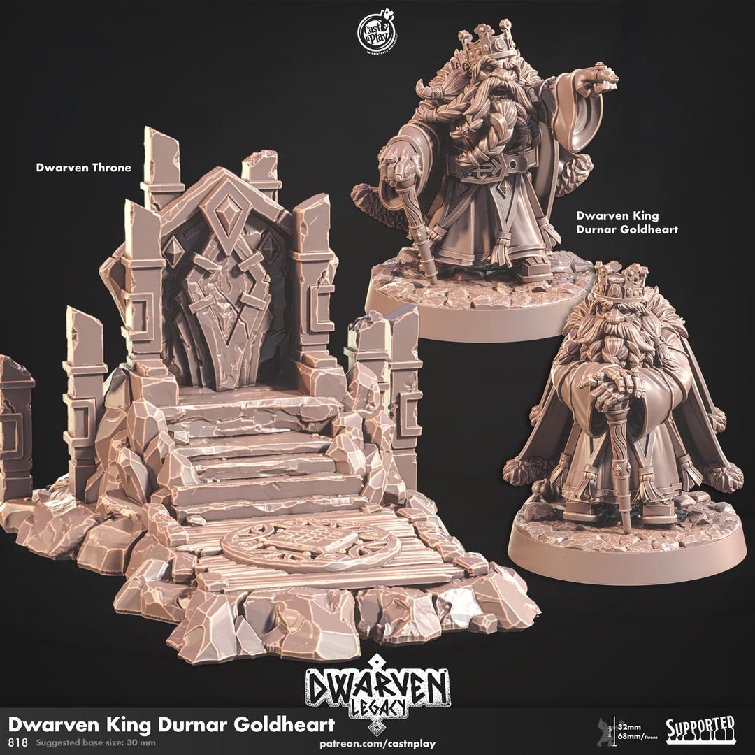Dwarf King Dwarven Royal Throne Durnar Goldheart Paintable Miniature ...
