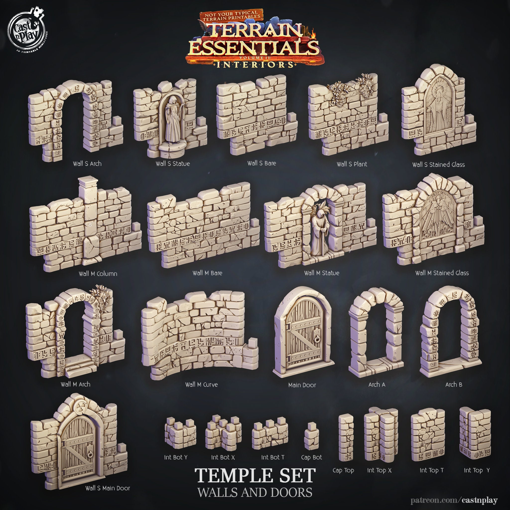 Terrain Essentials Temple Set - Realistic 3D Miniature Walls, Doors ...