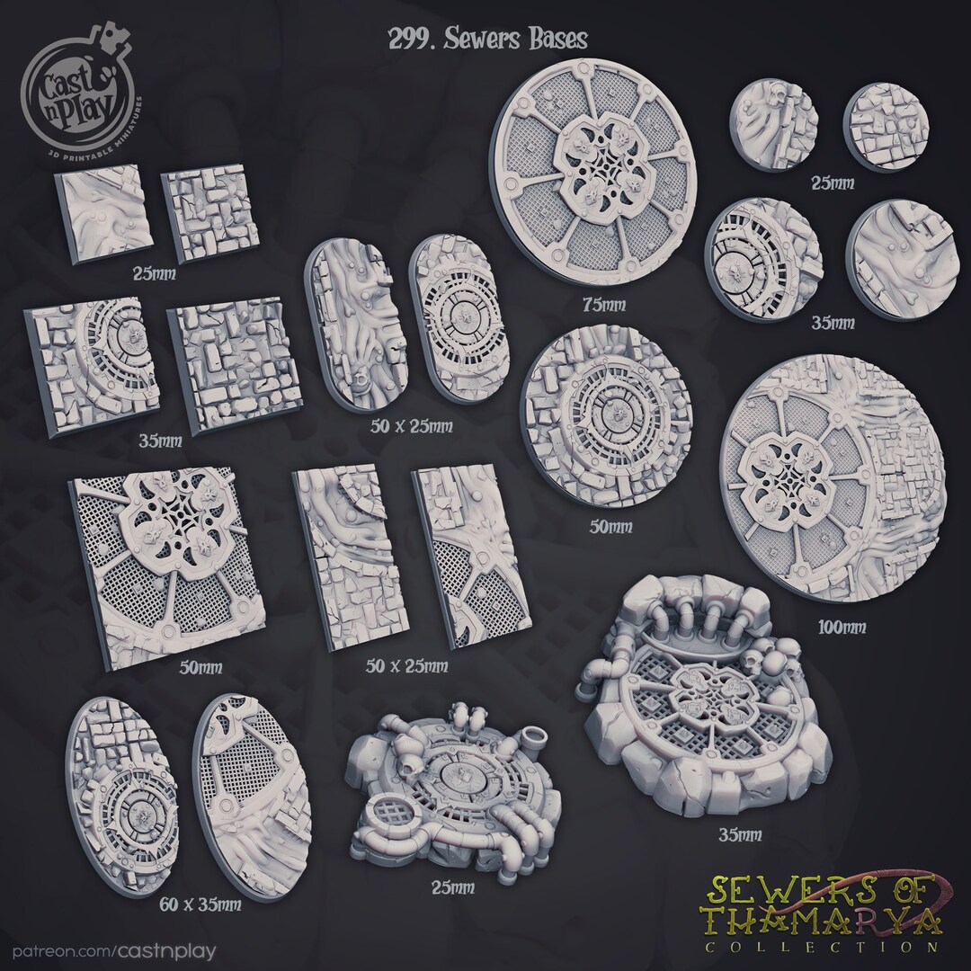 Sewer Style Paintable Miniature Model Bases Circle, Oval, Rectangle ...