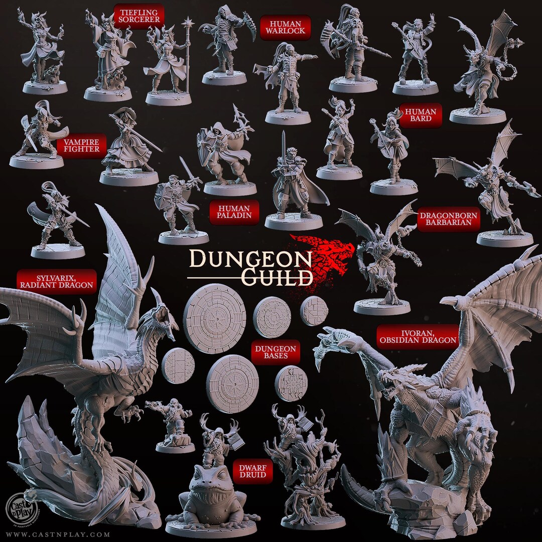 Complete Dungeon Guild Collection Human Dwarf Warlock Sorcerer Bard ...