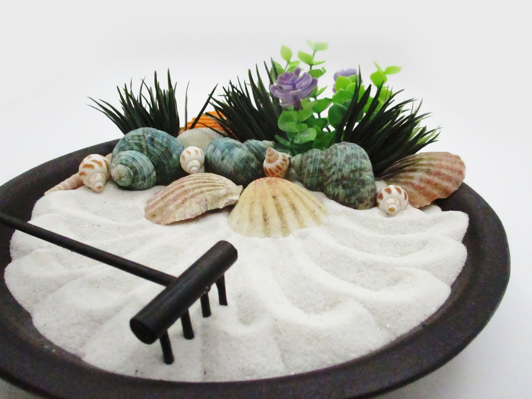 Sea Shell Nature Scene Zen Garden. READY TO SHIP. One of a Kind Desk ...