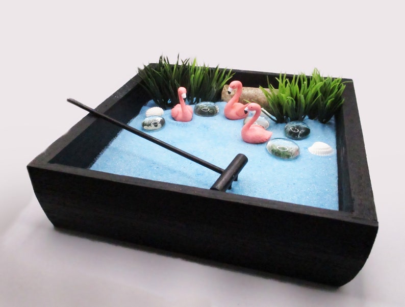 Flamingo Nature Scene Zen Garden Desk and Cubicle Accessory, Gift ...