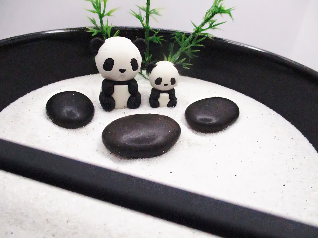 Panda Zen Garden With Panda Pair. Desk and Cubicle Accessory, Gift ...