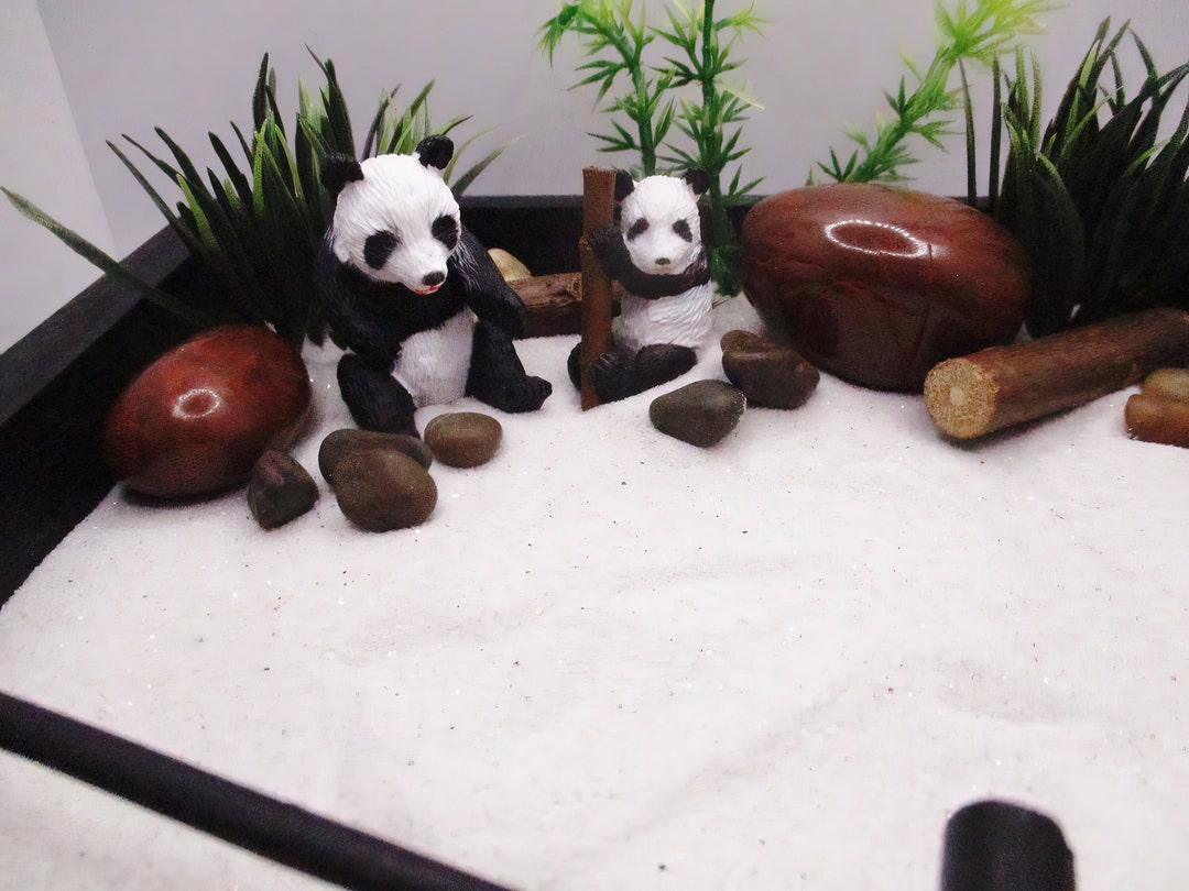 Panda Zen Garden With Large Smooth Stones and Nature Scene. READY TO ...