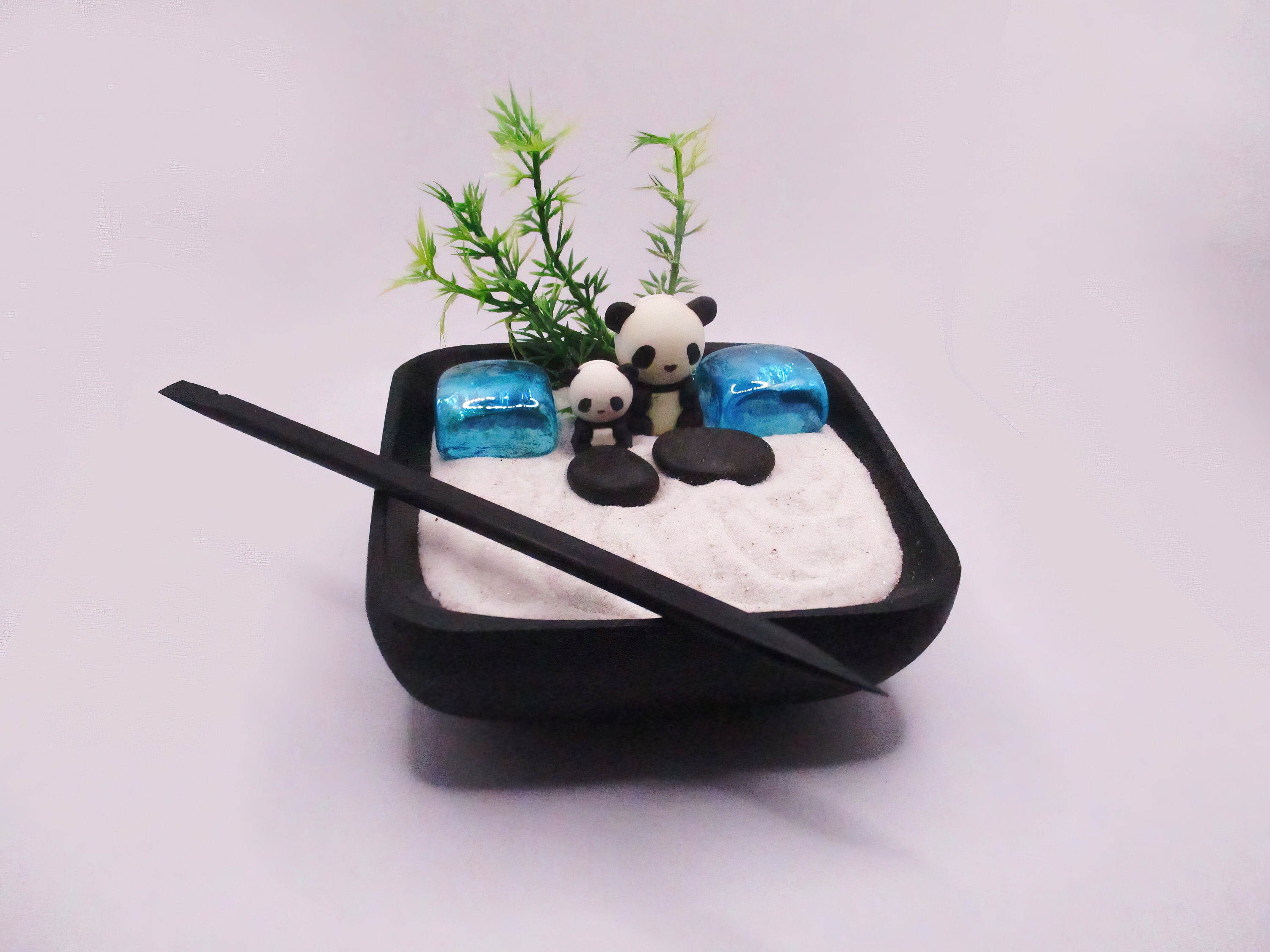 Panda Acacia Zen Garden Kit / Desk and Cubicle Accessory - Etsy