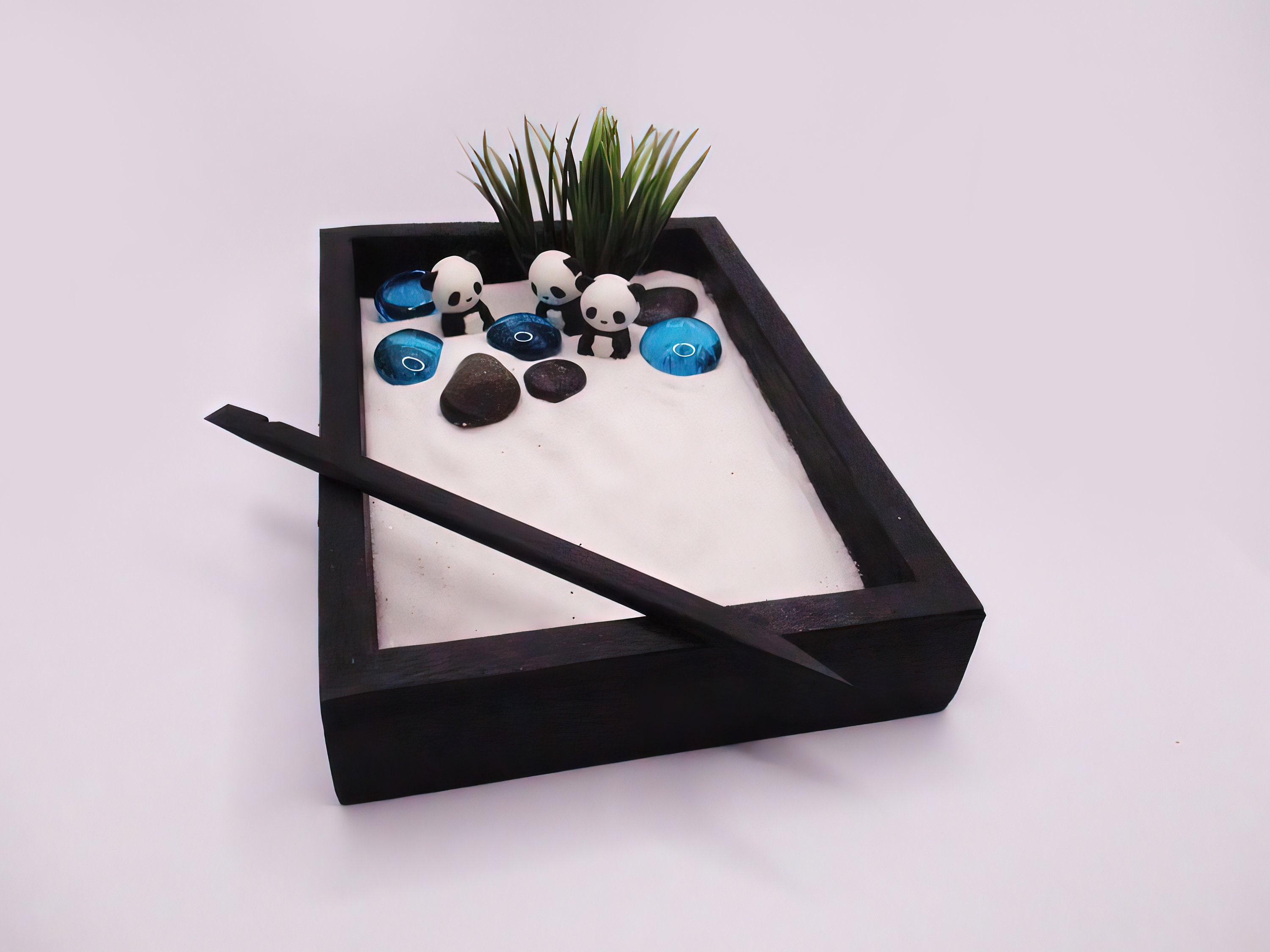 Baby Panda Zen Garden With White Sand. Desk and Cubicle - Etsy