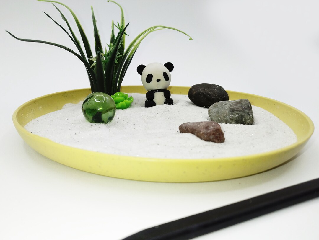 Panda Zen Garden With White Sand. Desk and Cubicle Accessory, Gift ...