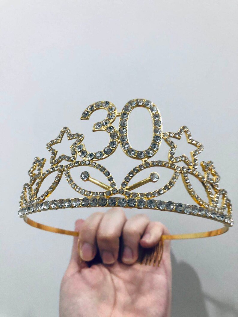 Gold 30th Birthday Crystal Tiara Crown 30th Birthday | Etsy
