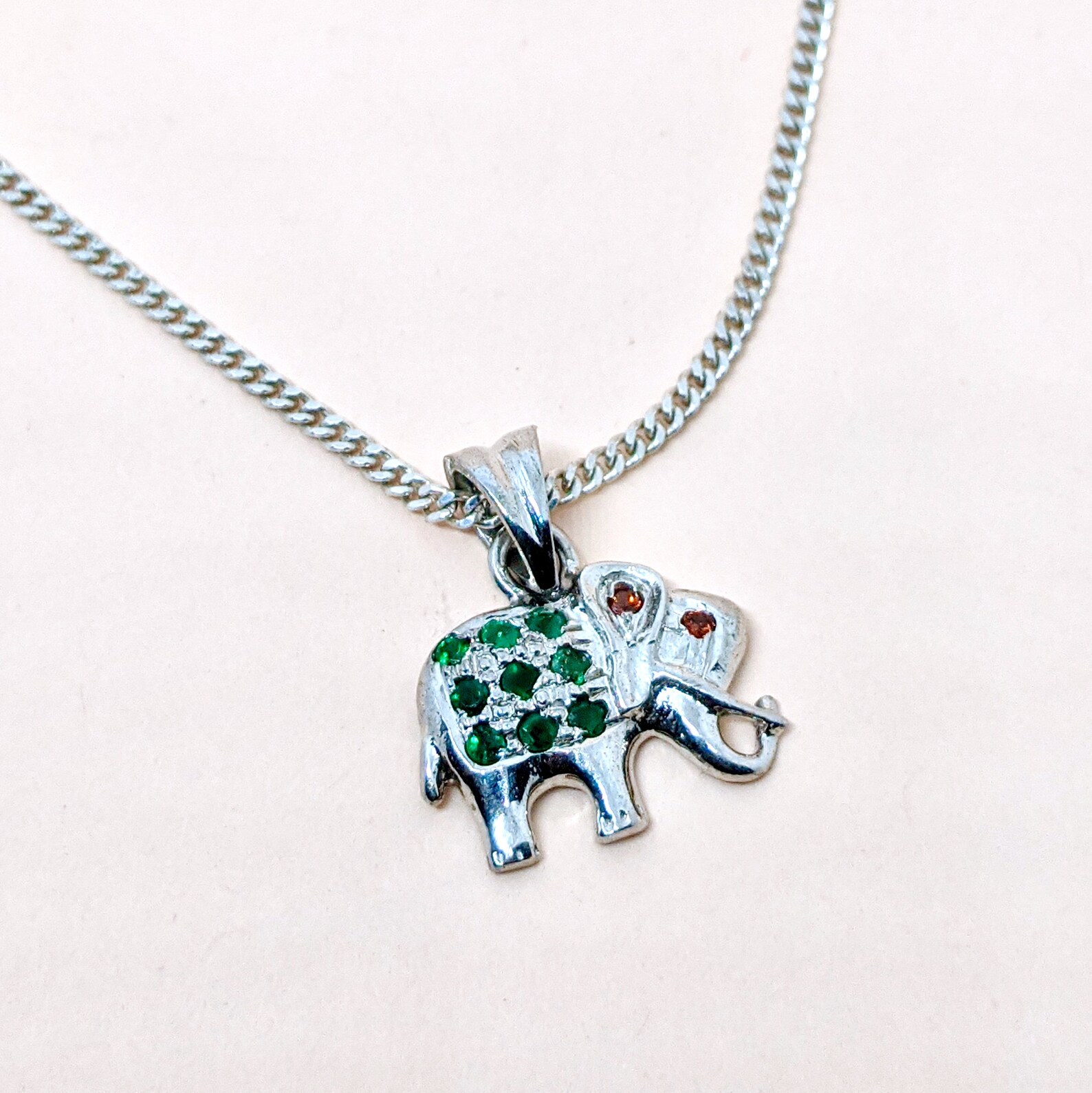 Natural Emerald Pendant Elephant Pendant Art Deco Pendant 925 Silver ...