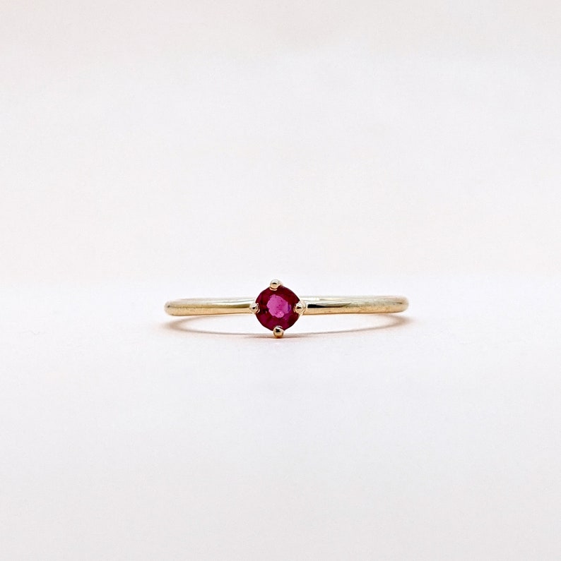 14k Gold Ruby, Emerald, Sapphire Stackable Ring Minimal Gold Ring Set ...
