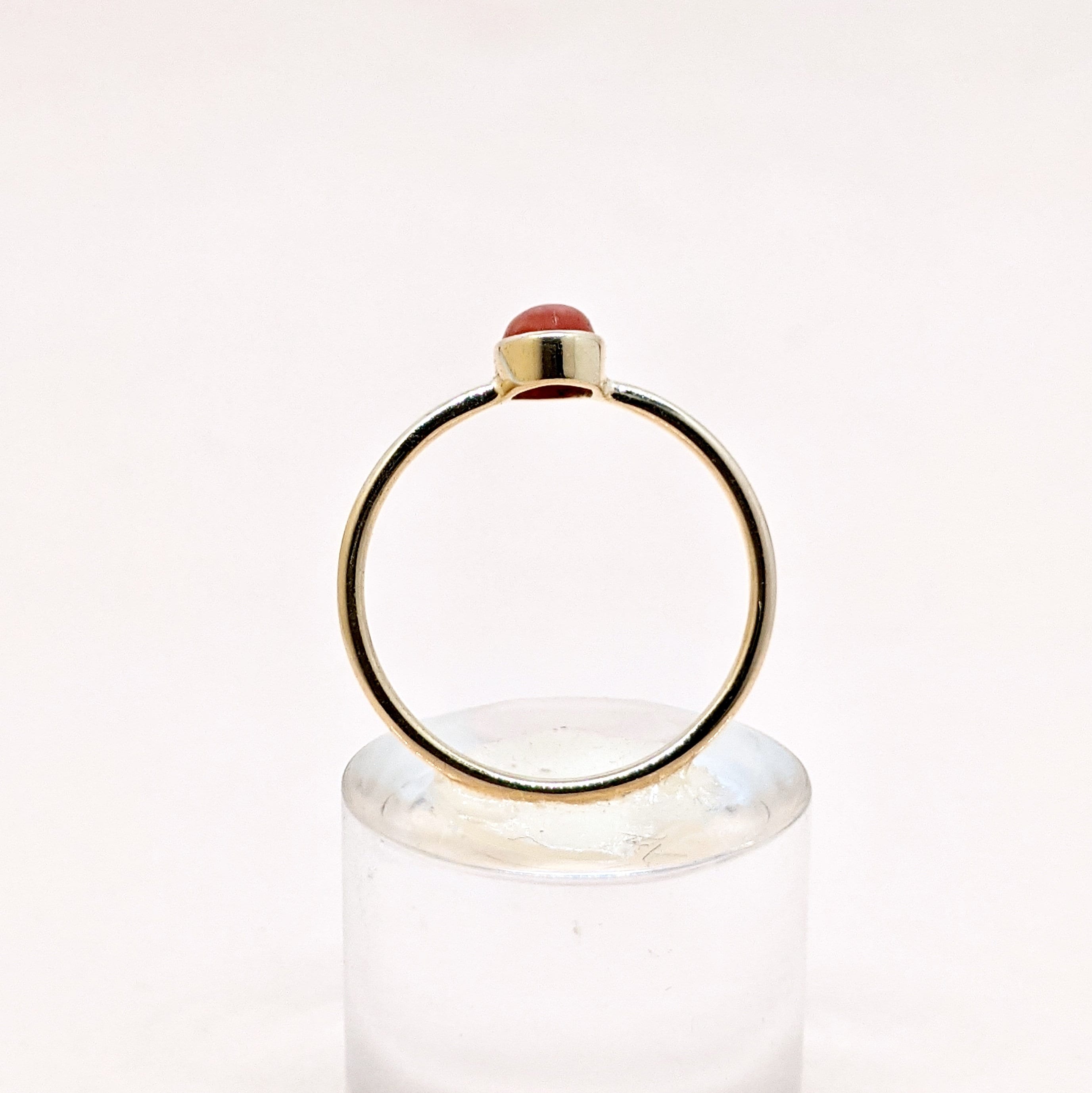 14k Gold Red Coral Ring Stackable Ring Minimal Gold Ring Fine Dainty ...