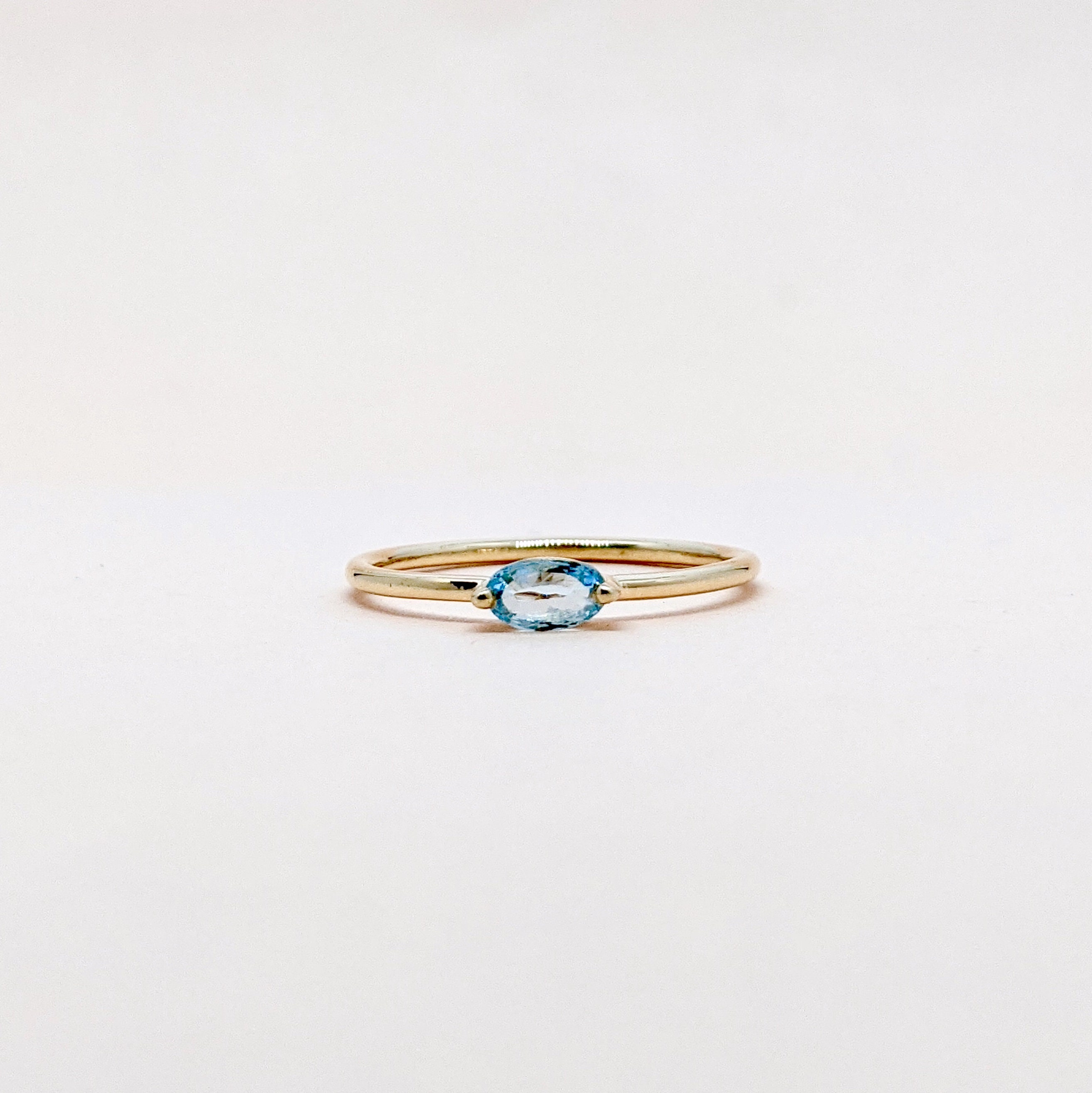 14k Gold Aquamarine Ring Art Deco Ring Minimal Gold Ring | Etsy