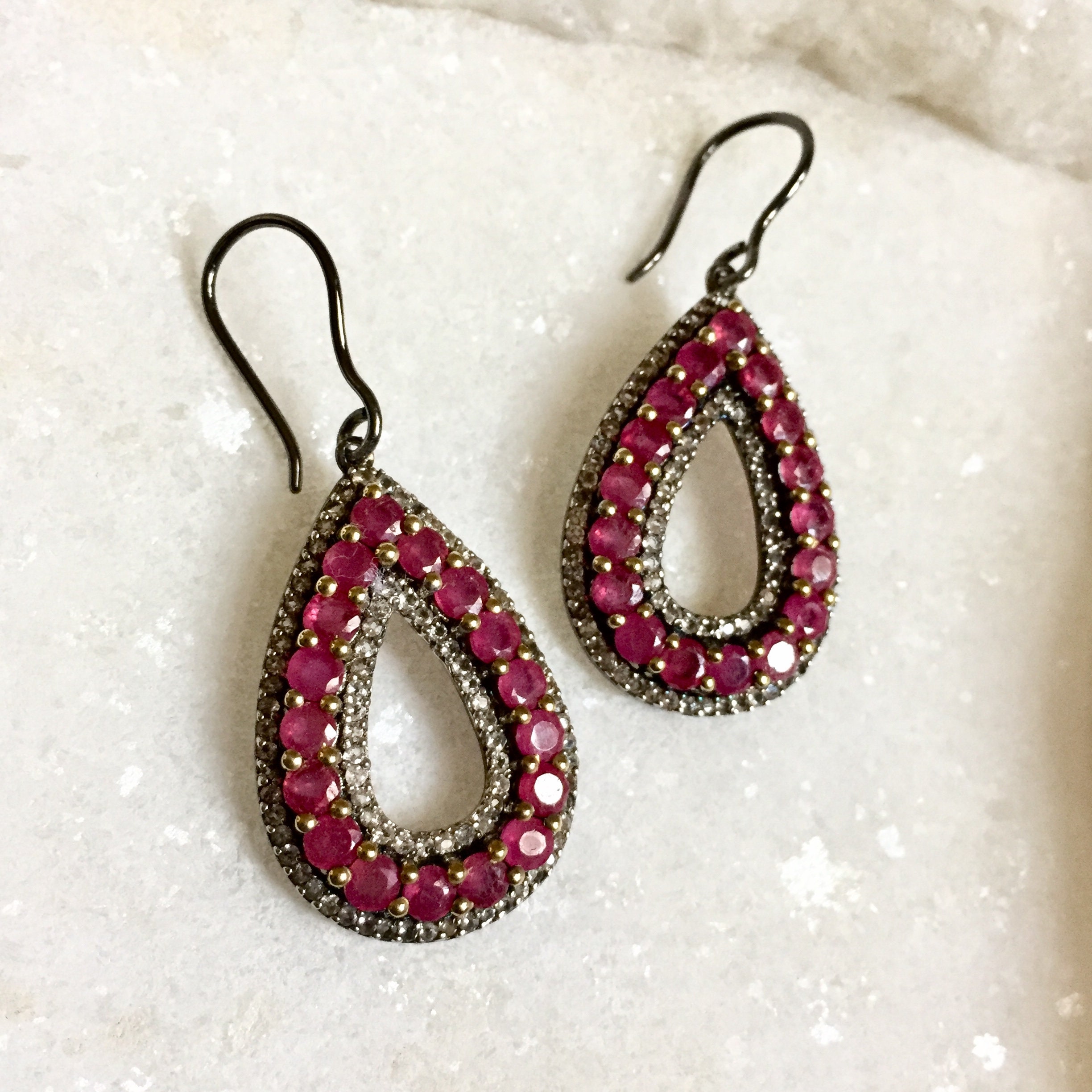 Natural Ruby Earring Art Deco Earrings 925 Silver Earrings Dainty Ruby ...