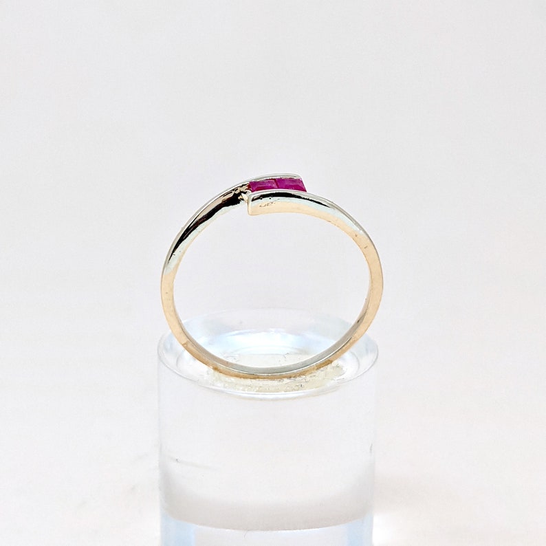 14k Gold Ruby Ring Ruby Baguette Ring Stackable Ring Art Deco - Etsy