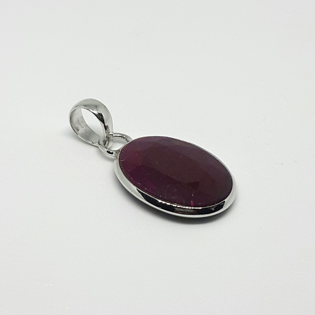 Natural Ruby Pendant Art Deco Pendant 925 Silver Pendant Dainty Ruby ...