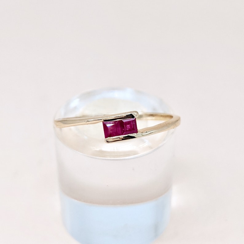 14k Gold Ruby Ring Ruby Baguette Ring Stackable Ring Art Deco Ring ...