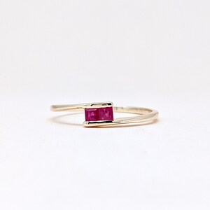14k Gold Ruby Ring Ruby Baguette Ring Stackable Ring Art Deco Ring Dainty Ring Solid Gold Ring ...