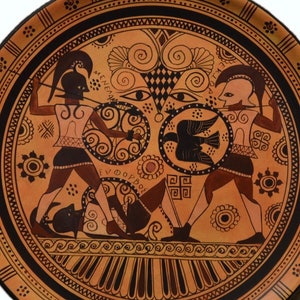 Greek Pottery, Hand Made, Wall Plate, Menelaos Fighting Hector, Trojan ...
