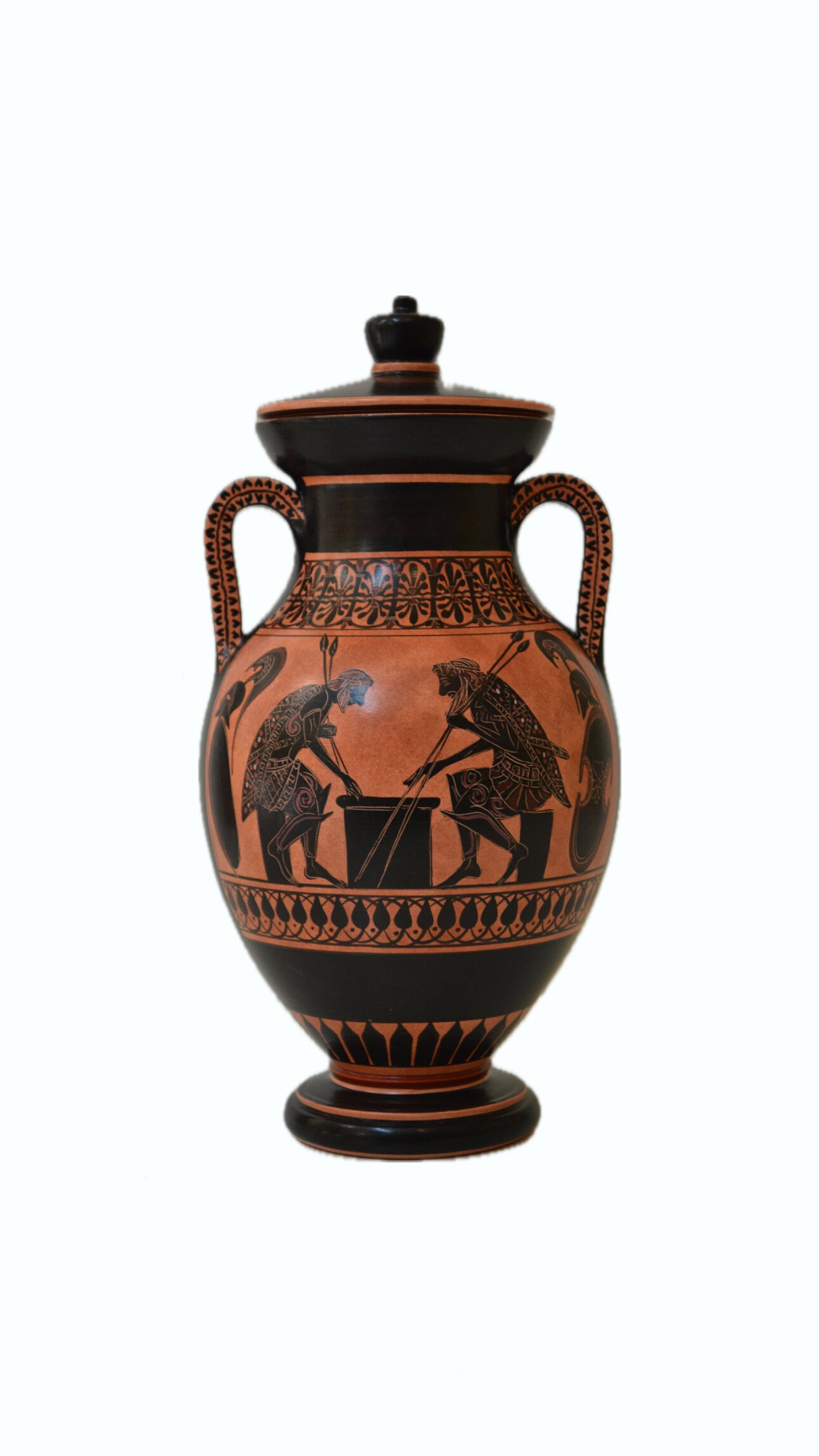 Handmade Greek Amphora Vase, Achilles and Ajax, Bilingual Pottery ...