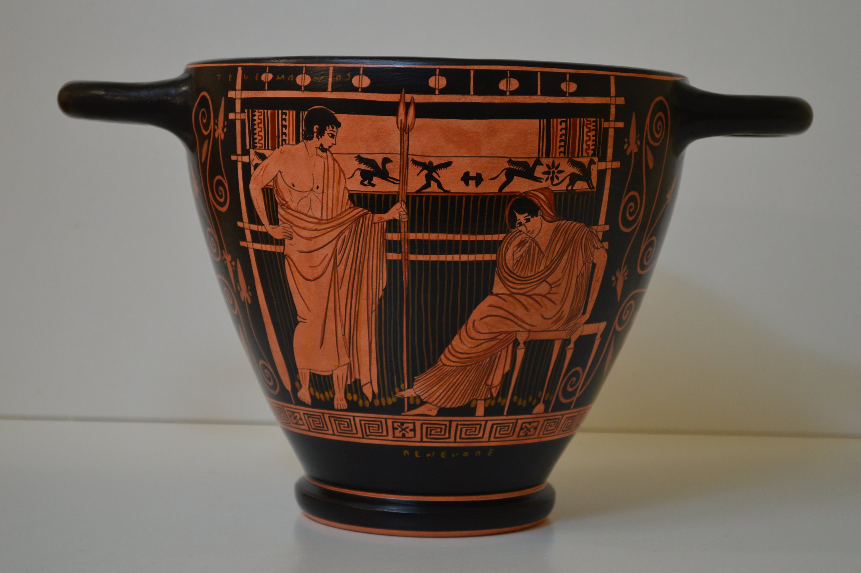 Greek Pottery, Hand Made Replica, Red Figure Skyphos, Penelope and ...