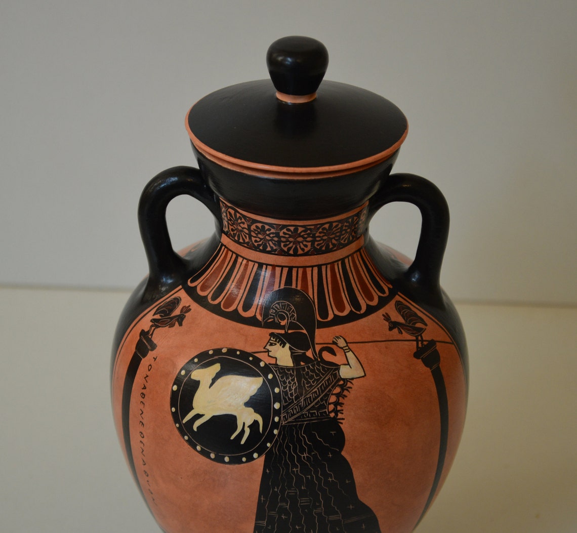 Greek Pottery Hand Made Replica Black Figure Amphora | Etsy