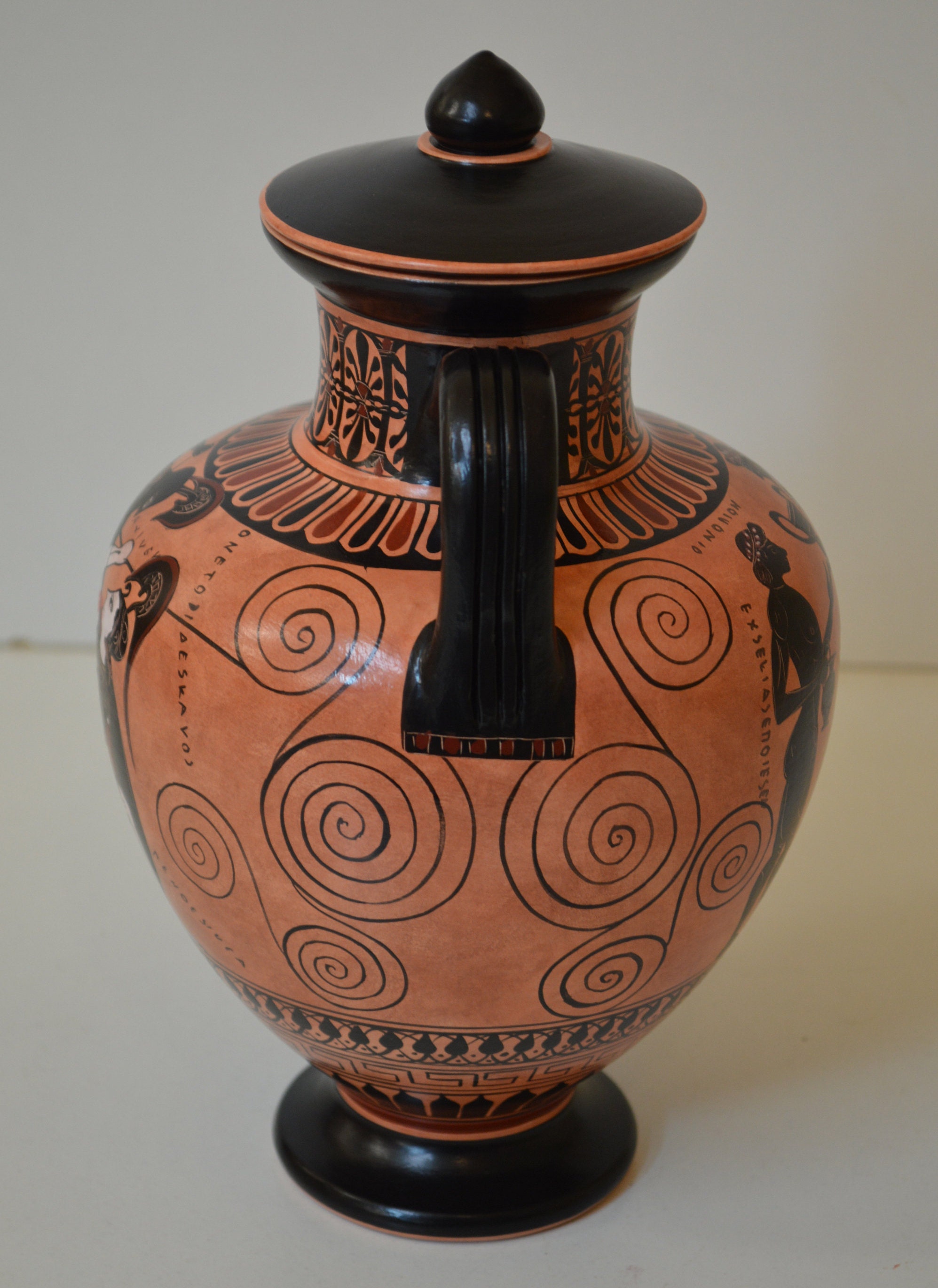 35cm Black Figure Neck Amphora, Achilles Fighting Penthesilea, Greek ...