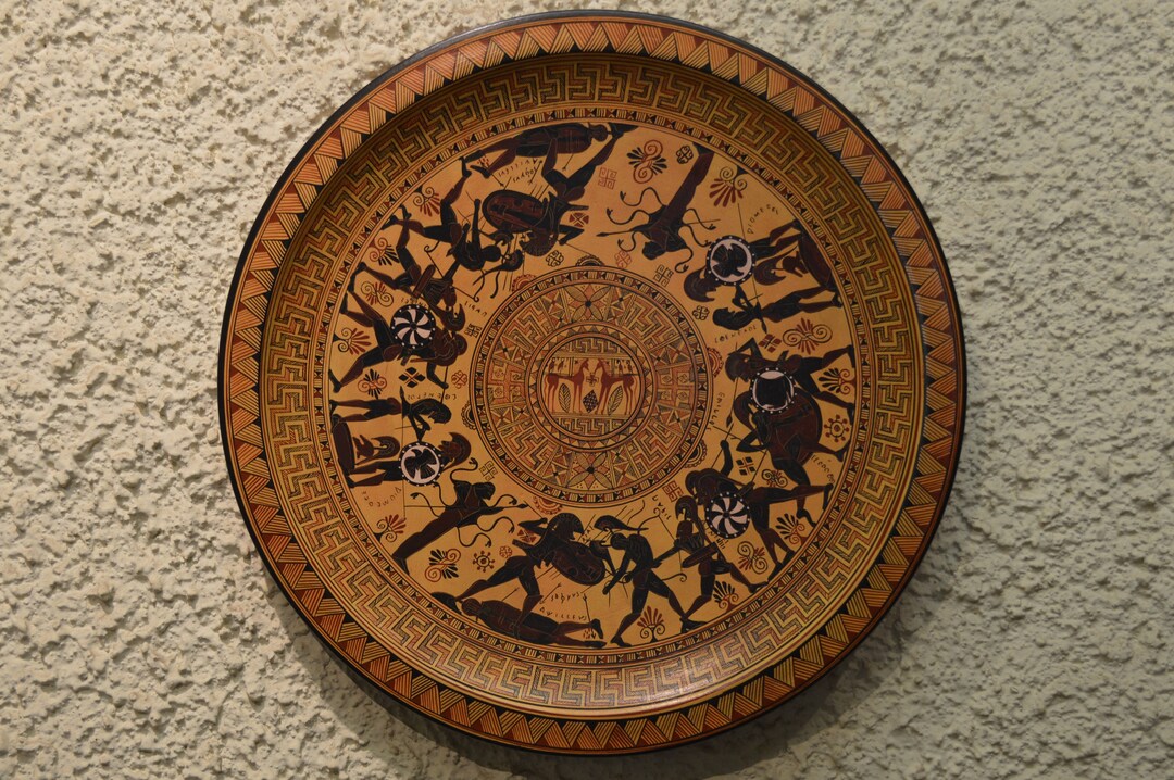 Greek Pottery, Hand Made Replica, Wall Plate, the Battle of Troy - Etsy