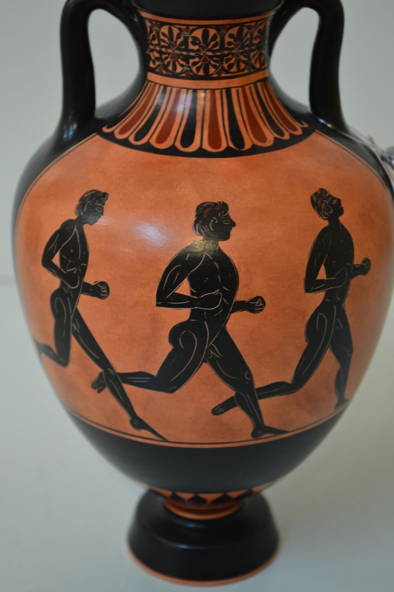 Greek Pottery Hand Made Replica Black Figure Amphora - Etsy