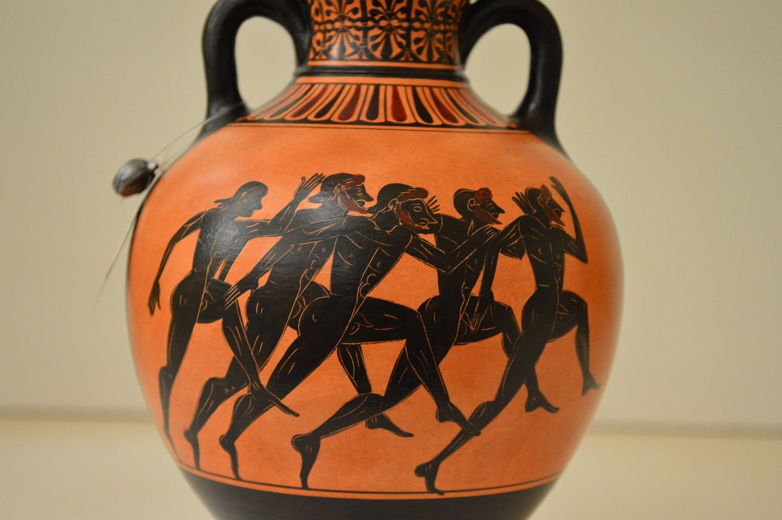 Greek Pottery Hand Made Replica Black Figure Amphora | Etsy