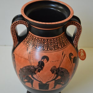 Greek Pottery, Hand Made Replica, Black Figure, Achilles and Ajax ...