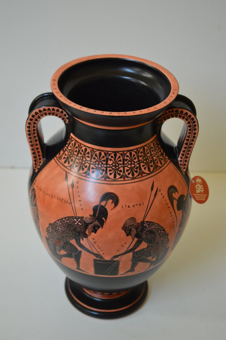 Greek Pottery Hand made replica Black Figure Achilles and | Etsy