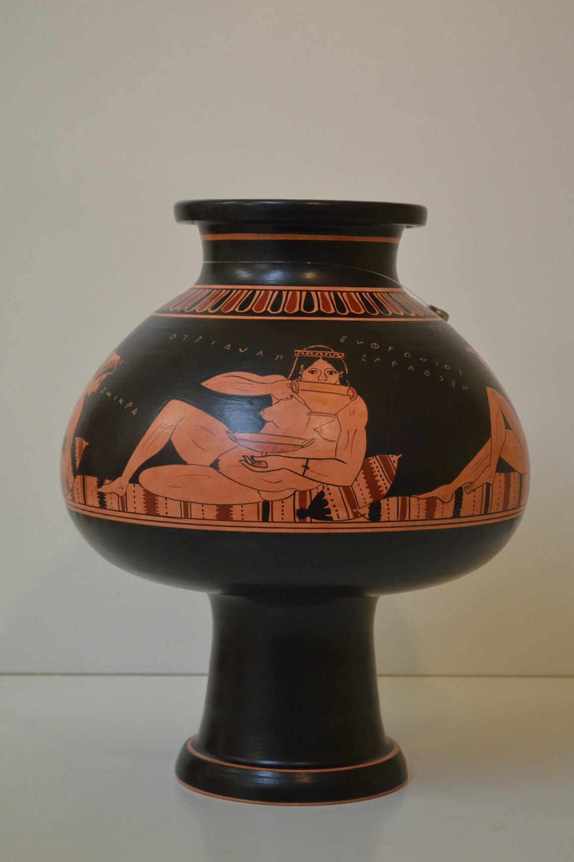 30cm Red Figure Psykter, the Symposium of Women, Greek Pottery, Hand ...