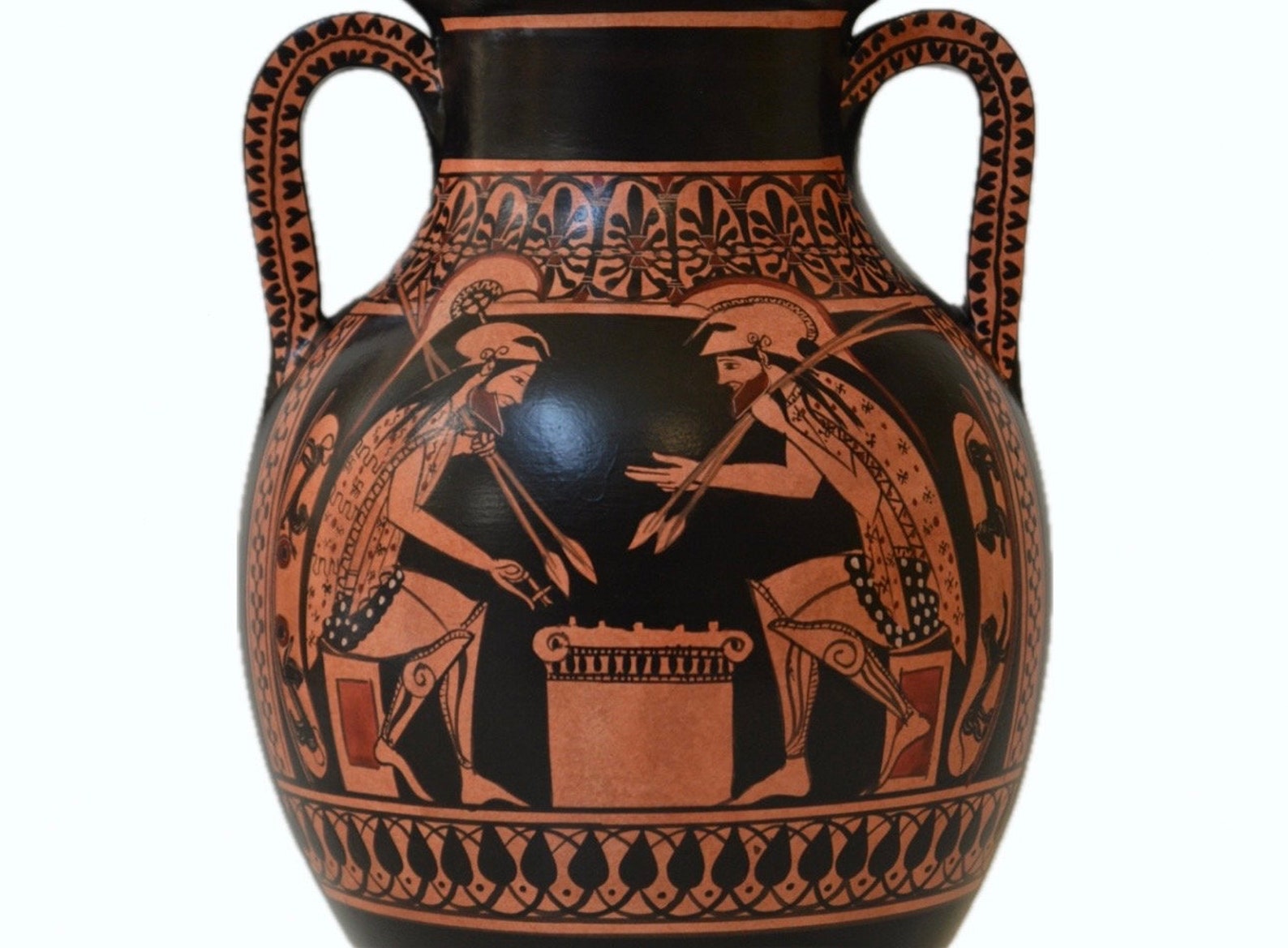 Handmade Greek Amphora Vase, Achilles and Ajax, Bilingual Pottery ...