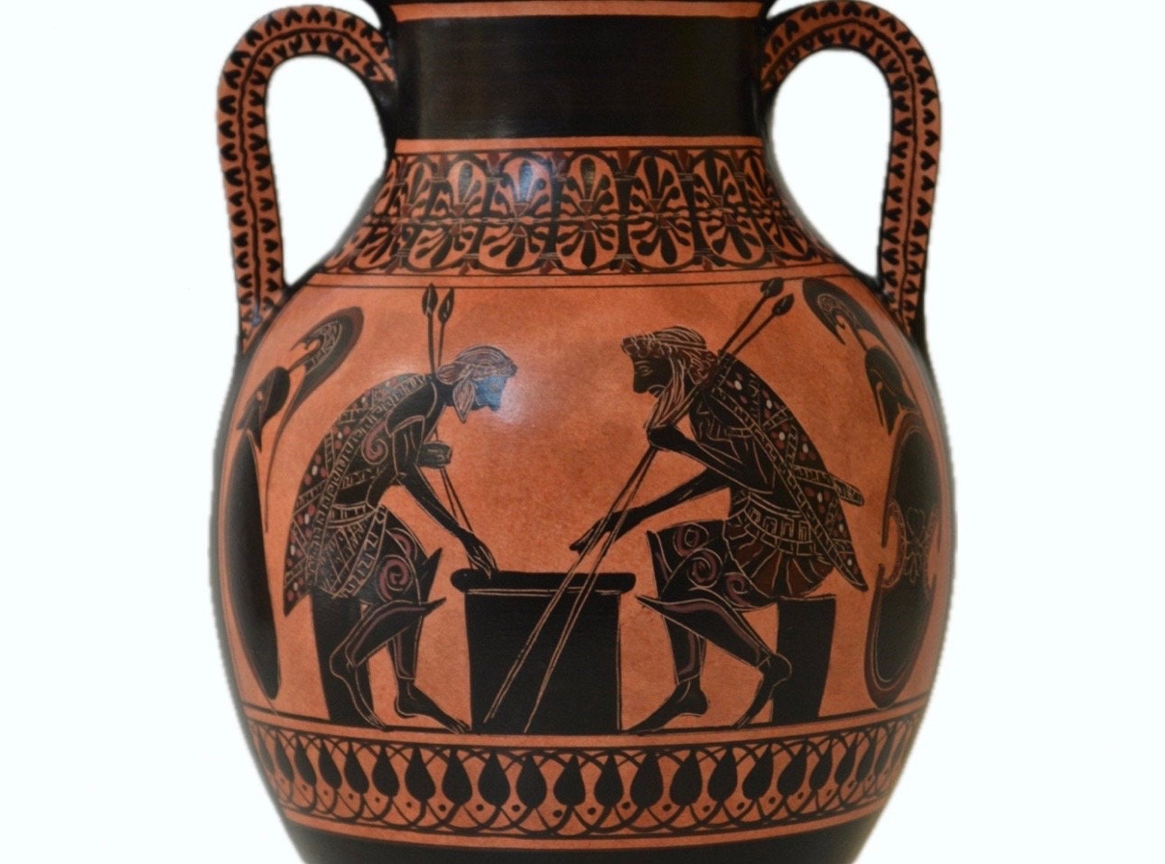 Handmade Greek Amphora Vase, Achilles and Ajax, Bilingual Pottery ...