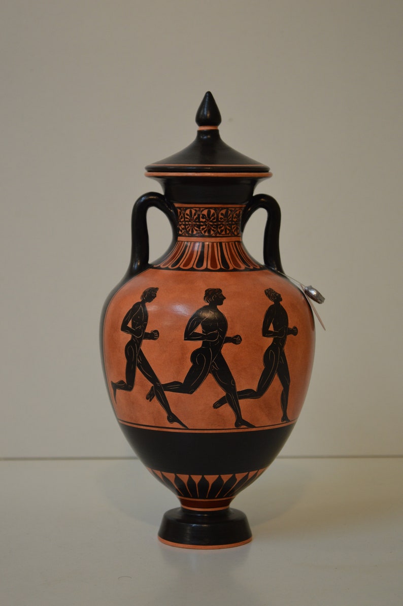 Greek Pottery Hand Made Replica Black Figure Amphora - Etsy