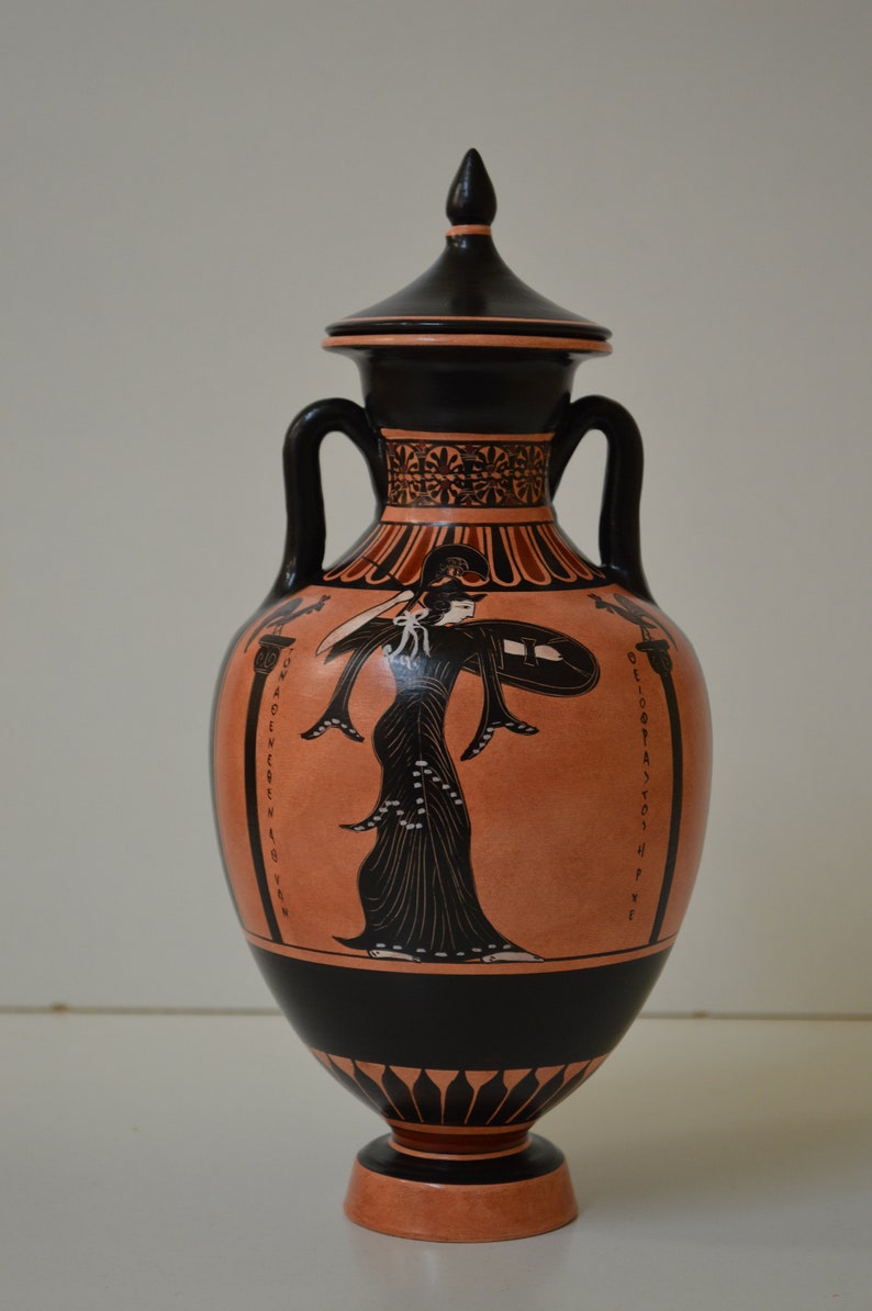 Greek Pottery Hand Made Replica Black Figure Amphora | Etsy