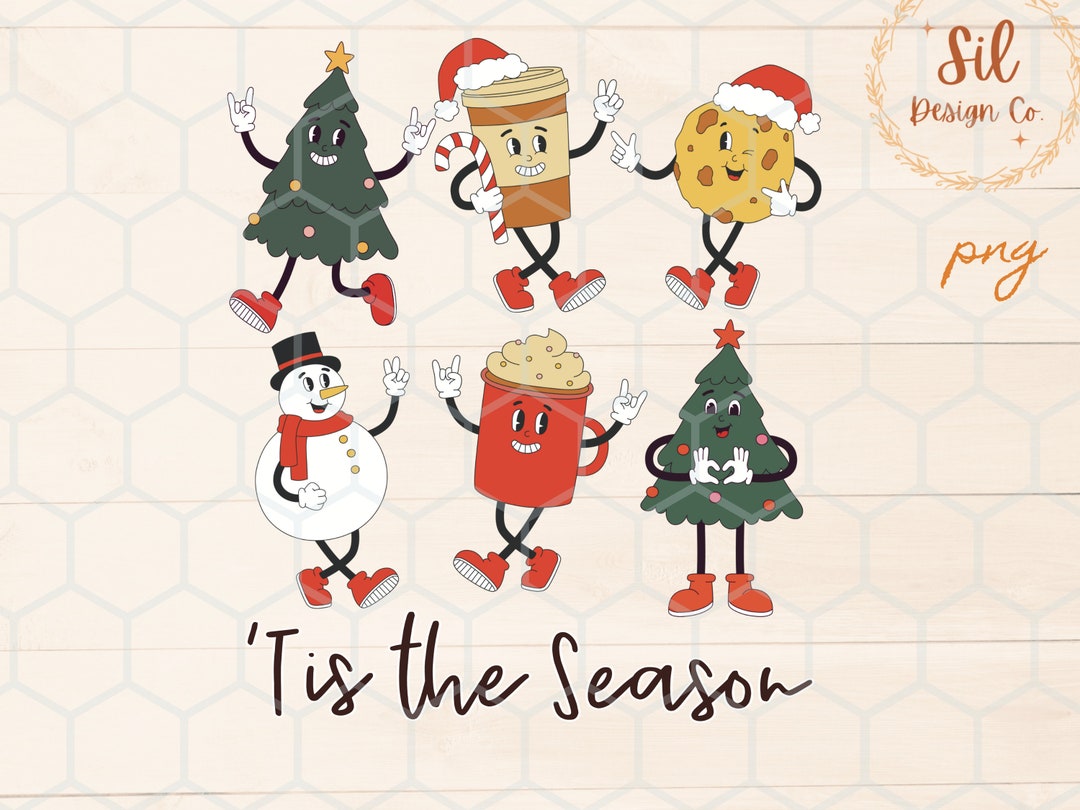 Retro Christmas Cartoon PNG, 'tis the Season, Sublimation Design - Etsy