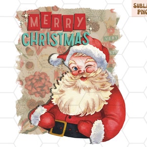 Vintage Santa PNG for Sublimation, Christmas PNG, Retro Santa PNG ...