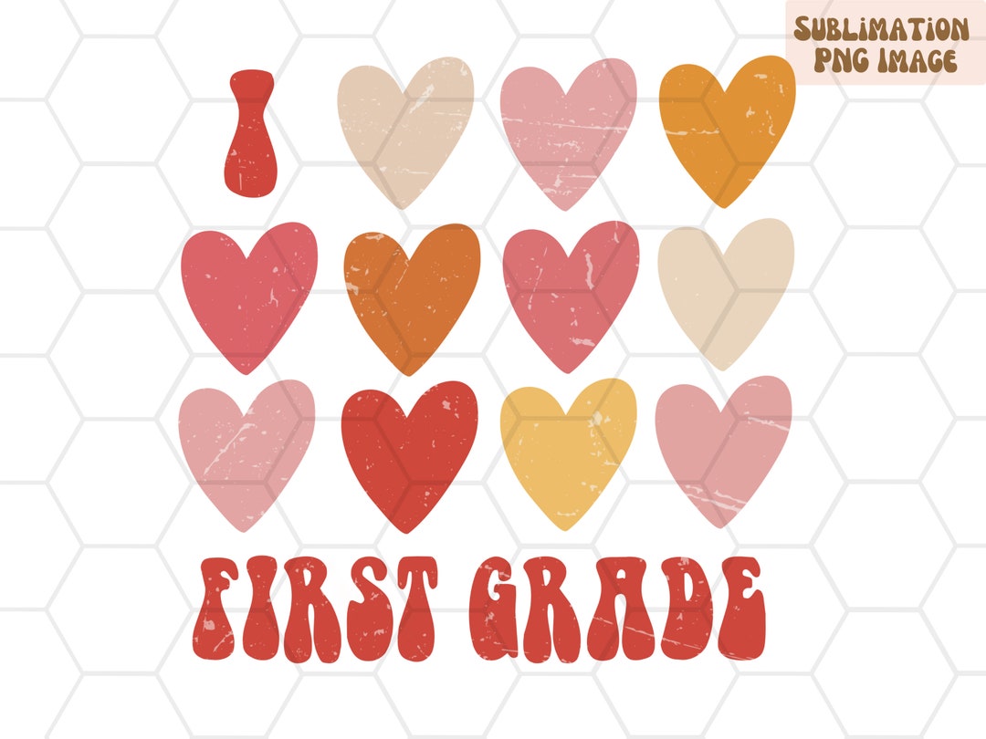 Teacher Valentine PNG for Sublimation, First Grade Teacher Png, Trendy ...