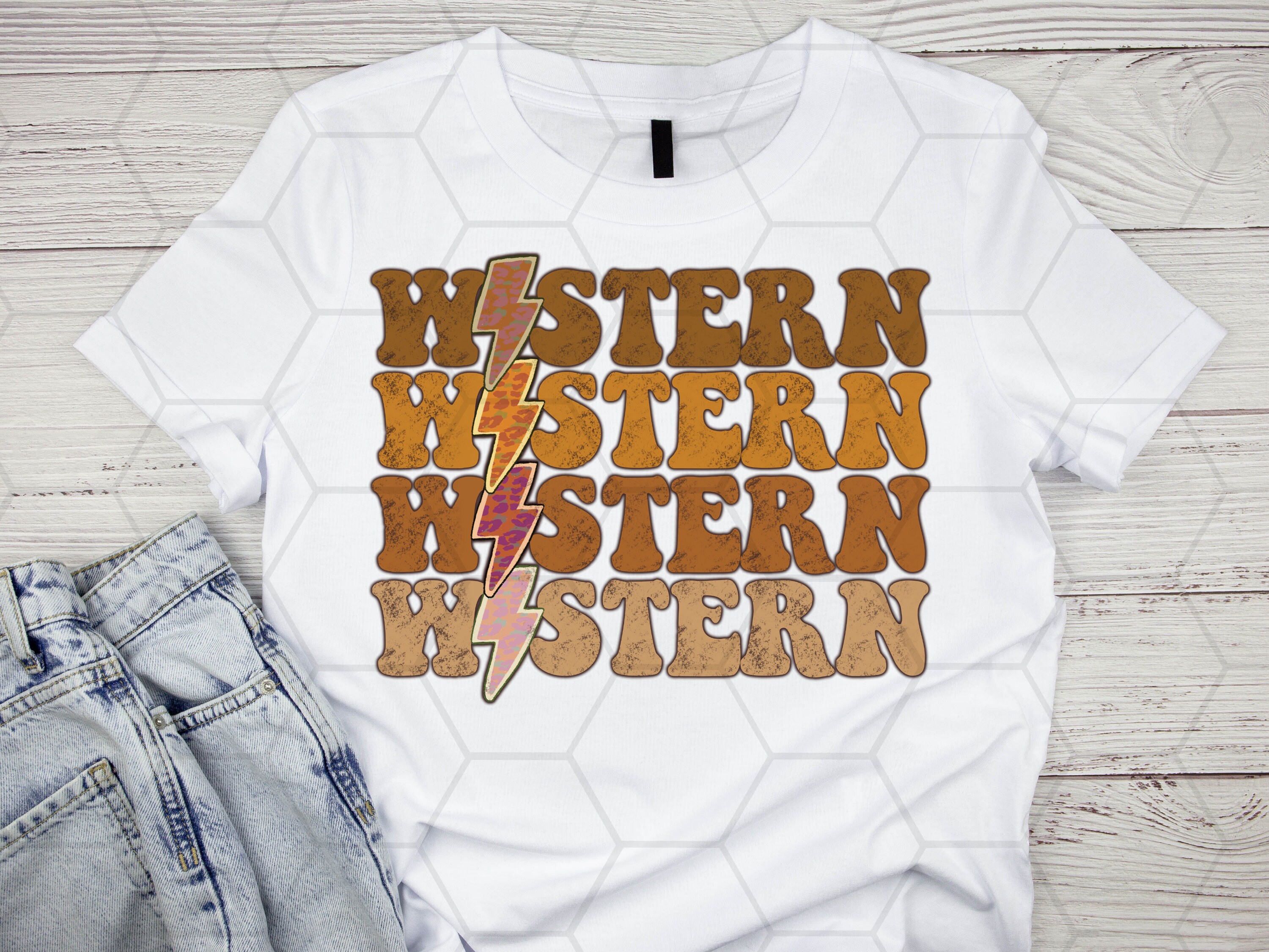 Western Lightning Bolt PNG for Sublimation, Trendy Western Sublimation ...