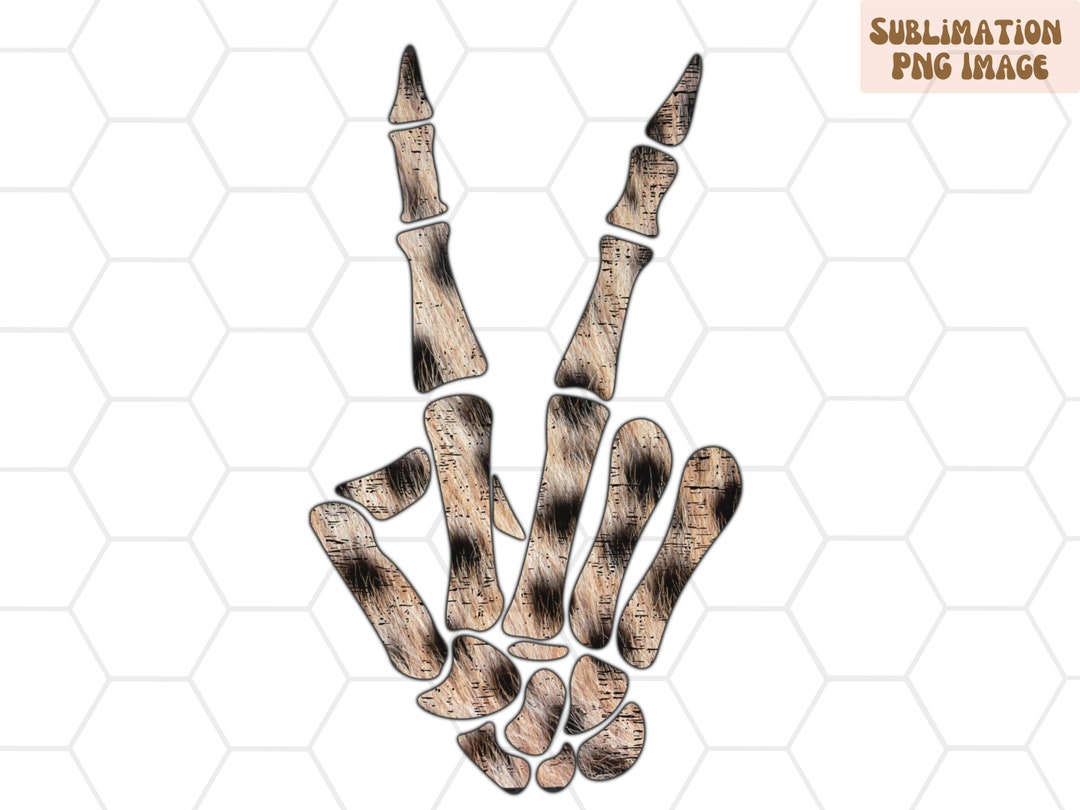 Skeleton Hand PNG for Sublimation, Skellie Hand, Leopard Print Skeleton ...