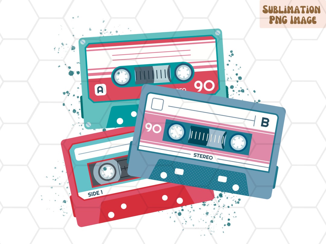 Cassette Tape PNG for Sublimation, Retro PNG Design, Retro Cassette ...