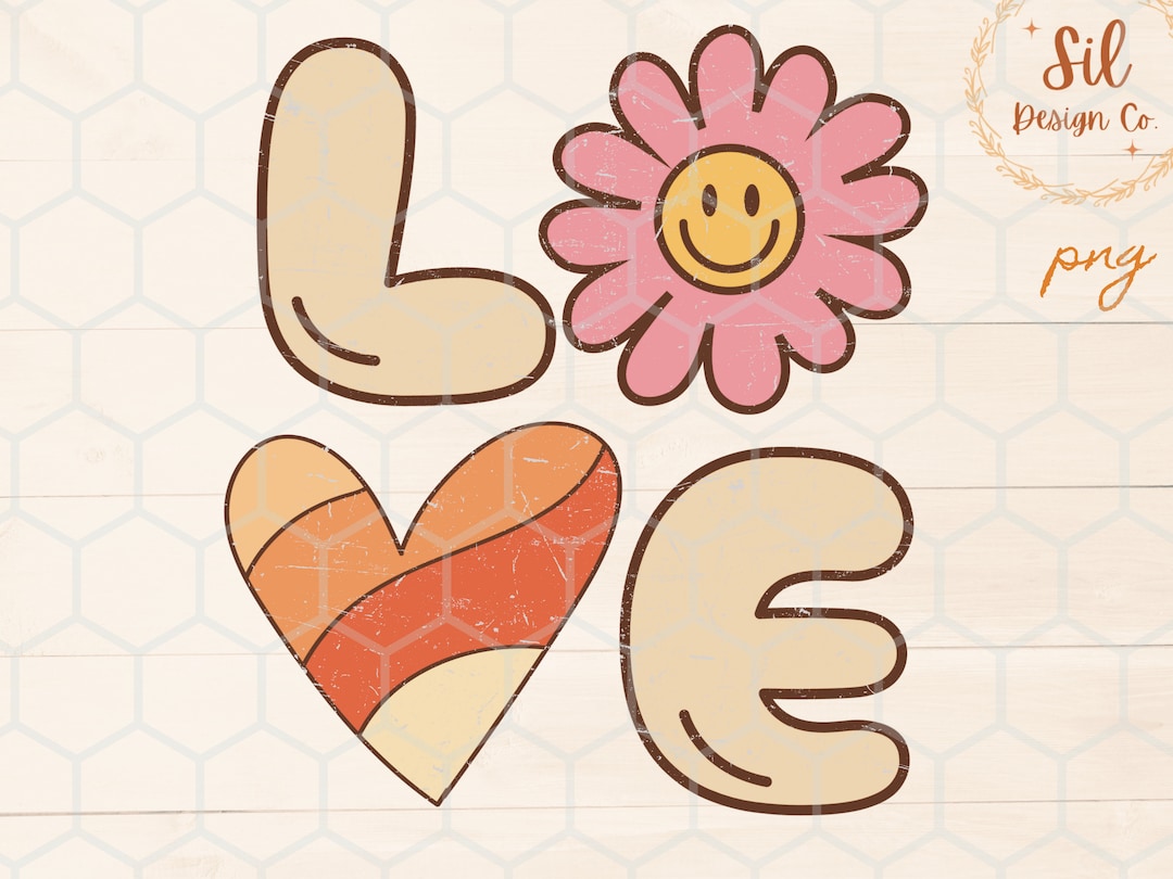 Retro Love Png for Sublimation, Groovy Valentine’s Day Png, Heart Png ...