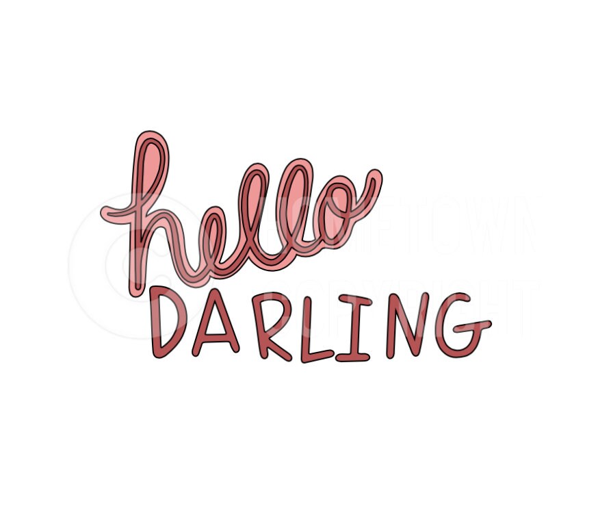 Hello Darling SVG cut file handwritten SVG double layer cut | Etsy