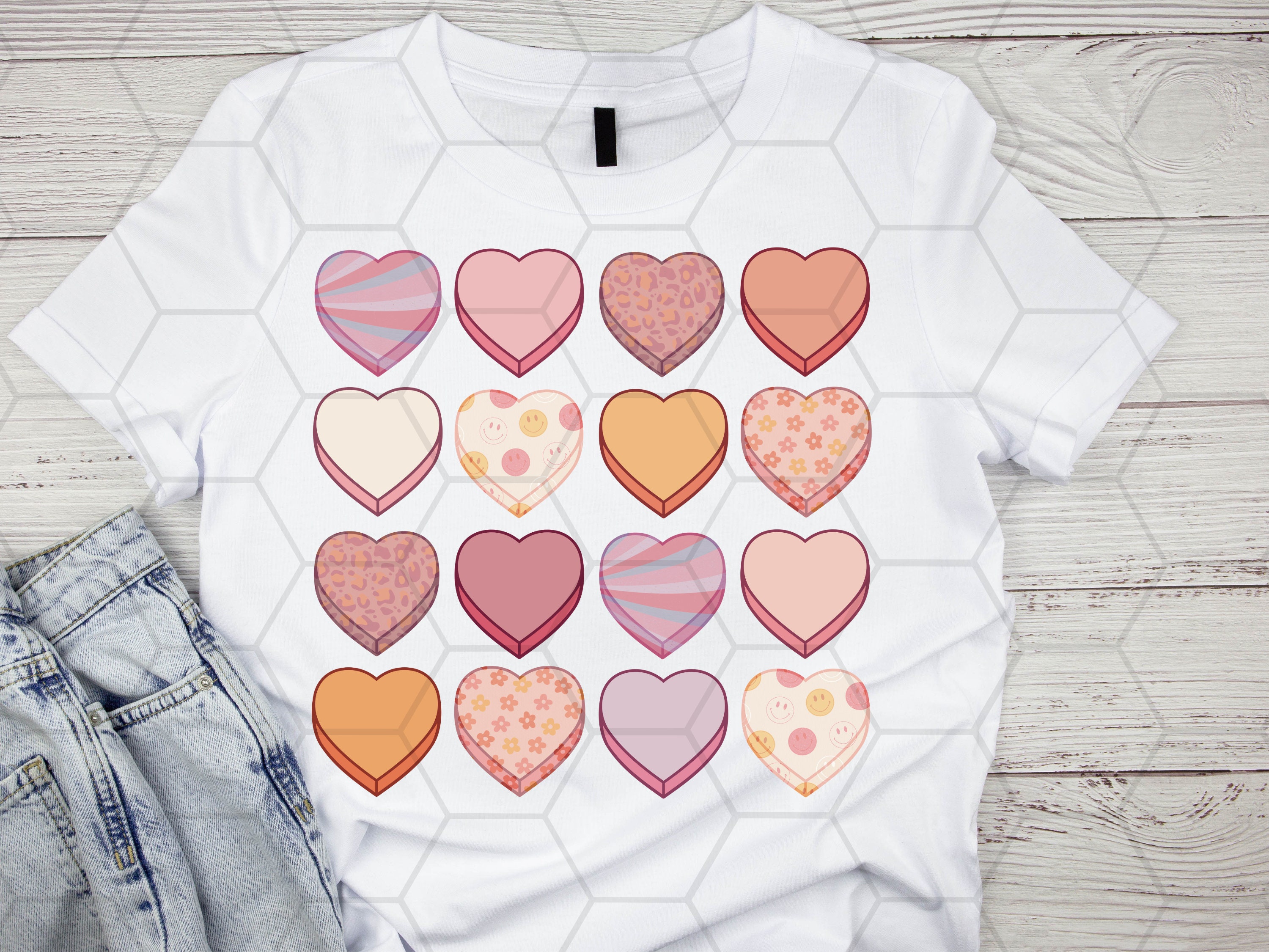 Retro Candy Hearts PNG for Sublimation, Conversation Hearts PNG, Retro ...
