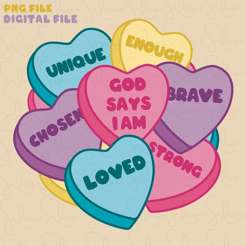 Christian Candy Hearts Png, God Says I Am Png, Valentines Day Png for ...