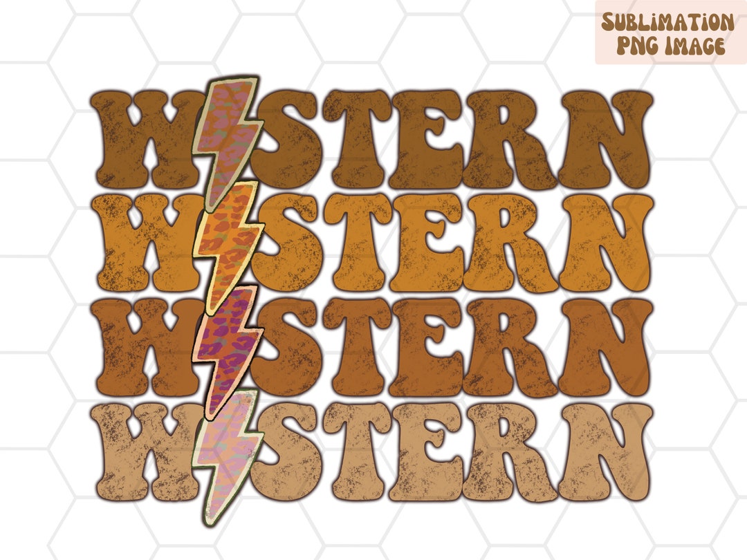 Western Lightning Bolt PNG for Sublimation, Trendy Western Sublimation ...