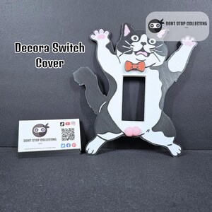 Funny Cat Light Switch Cover Plate With Spinning Fur Balls and Bow Tie ...