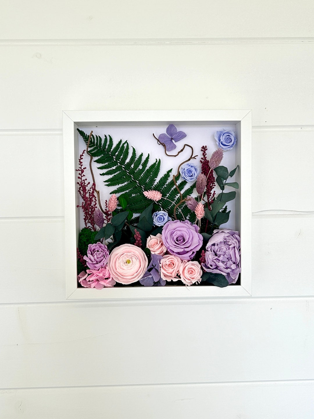 Stabilized Floral Frame. Square Plant Painting 27x27 Cm - Etsy