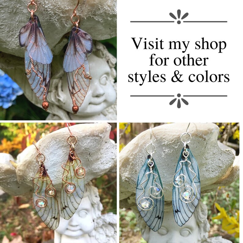 Pink Fairy Wing Earrings - Cicada Crystal Dangles - Sterling Silver ...